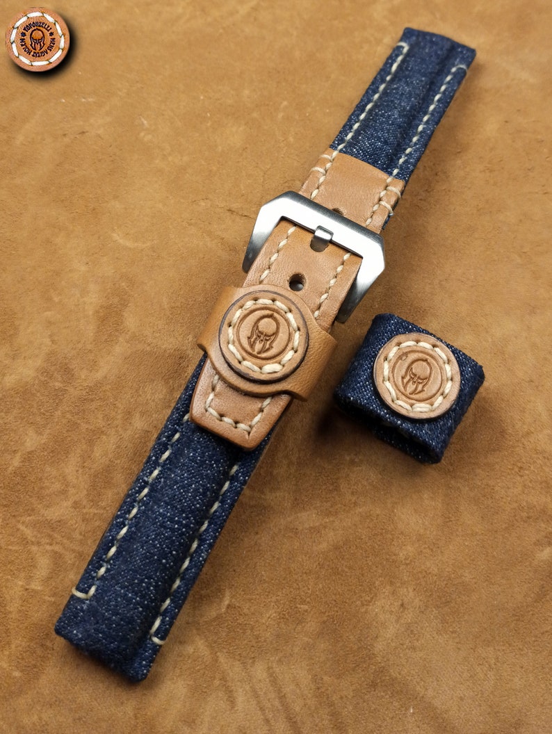 Watch Strap Band Leather/denim 22mm Combo - Etsy UK