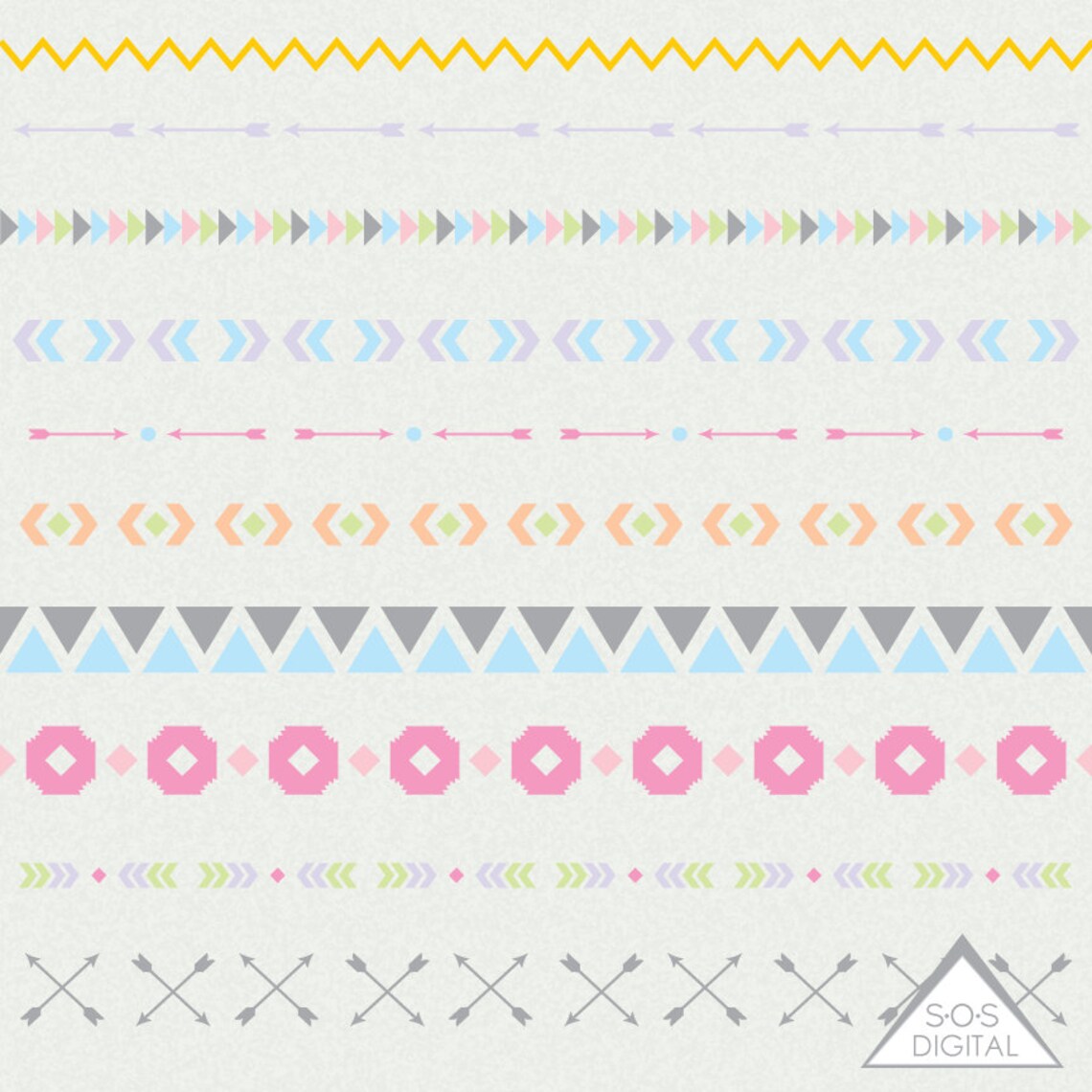 Tribal Borders Geometric Borders 12 Inch Border Colorful | Etsy