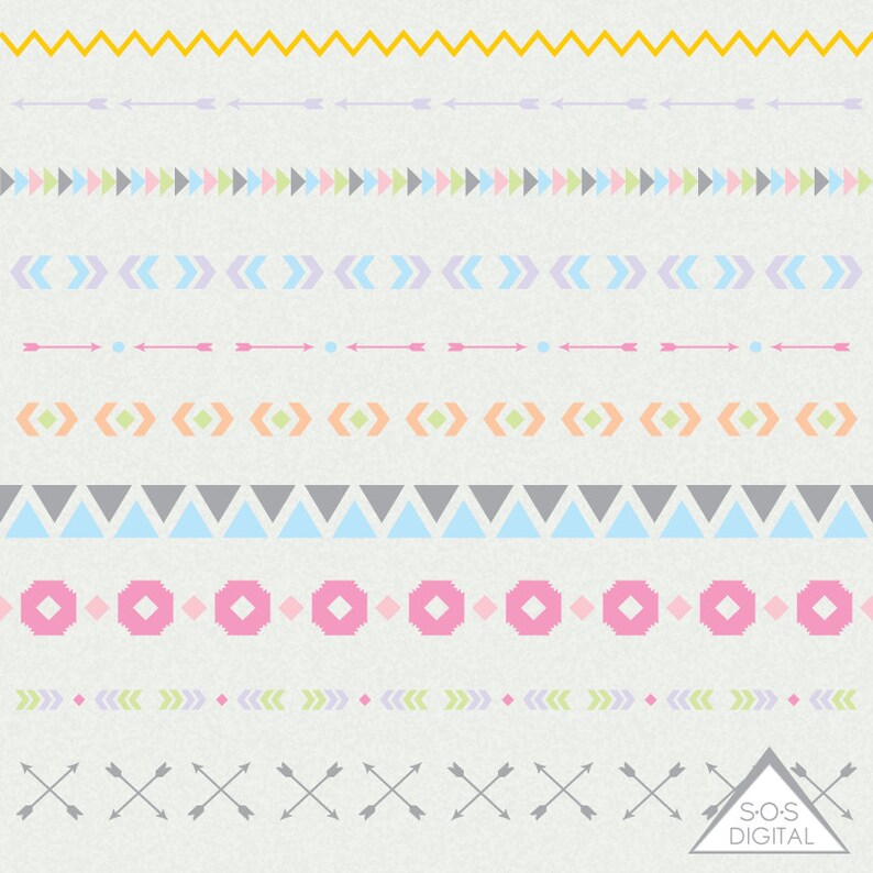 Tribal Borders Geometric Borders 12 Inch Border Colorful | Etsy