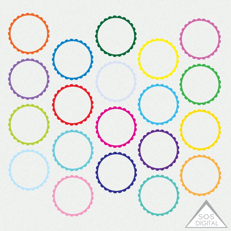 Scalloped Circle Frames, Scallop Circle Clipart, Clipart Frames, Basic ...