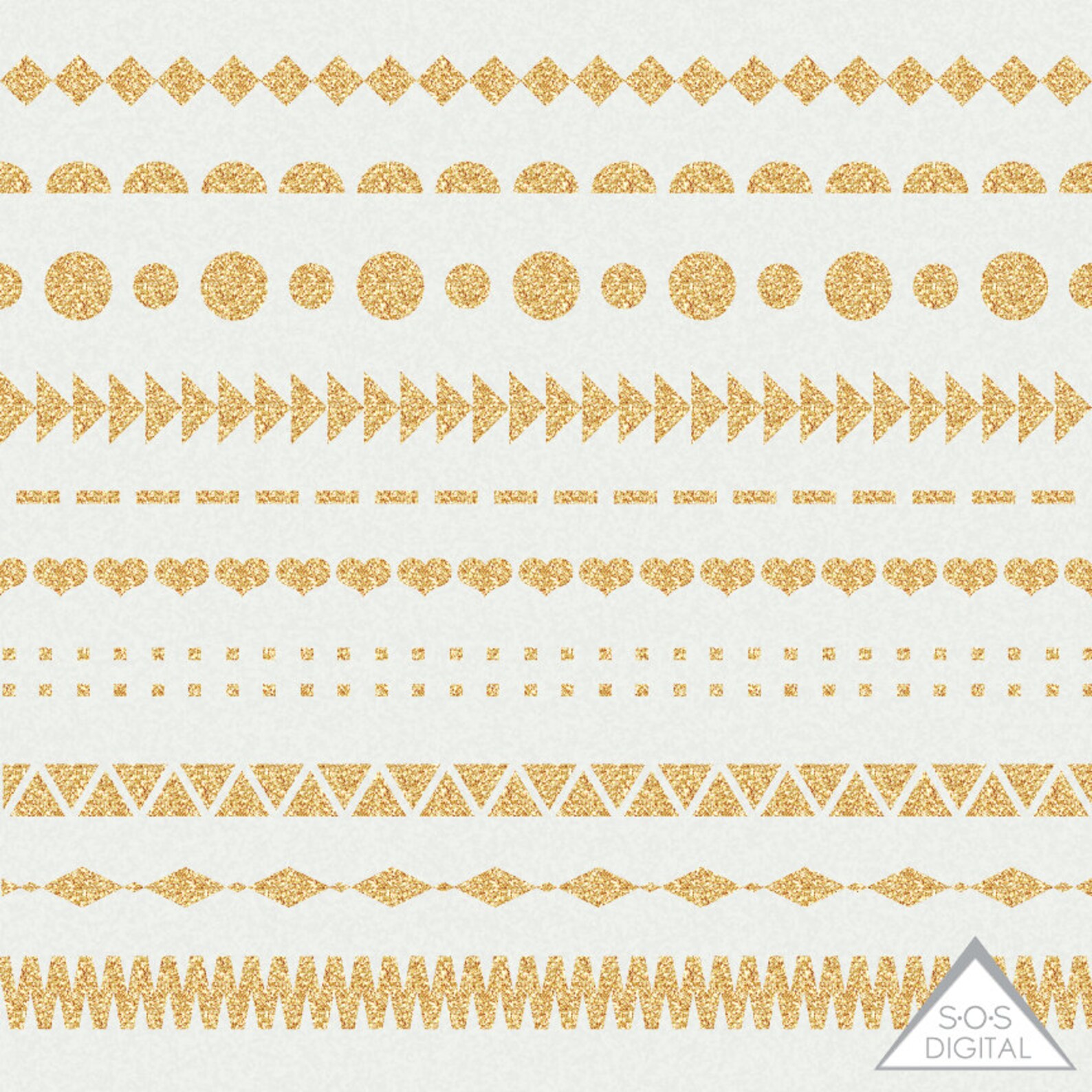 Gold Glitter Borders, Geometric Borders, 12 Inch Border, Gold Border ...