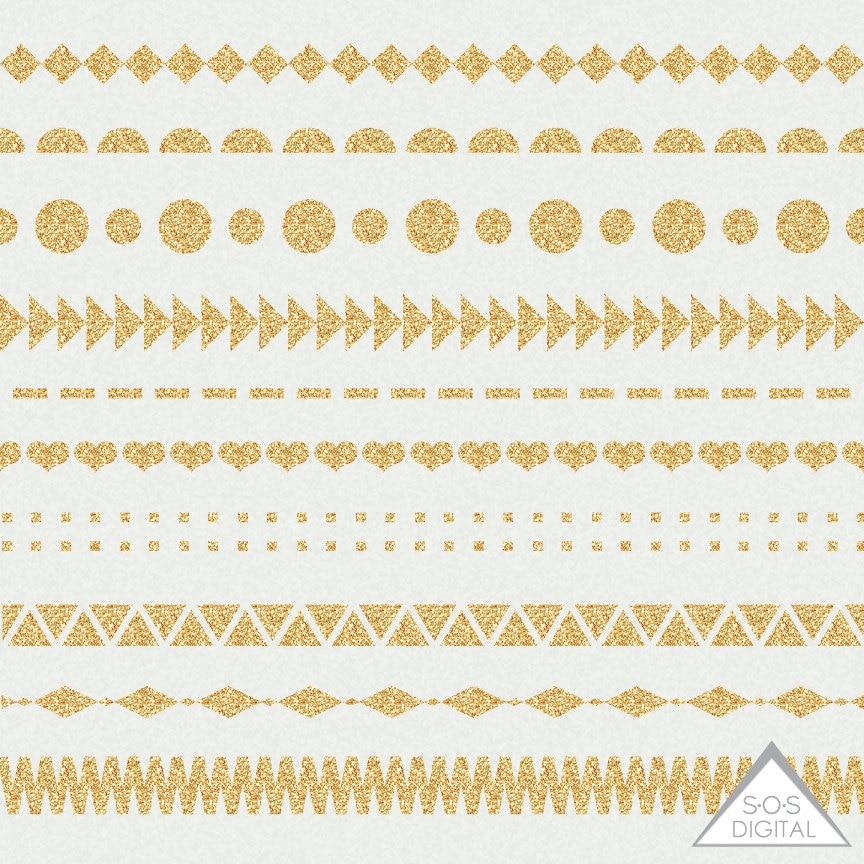 Gold Glitter Borders Geometric Borders 12 Inch Border Gold - Etsy