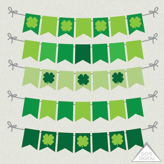 Shamrock Banner St Patrick's Day Banner Four Leaf Clover | Etsy