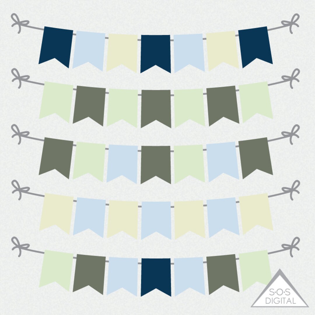 Green and Blue Flag Banners, Pennant Banners, Bunting Clipart ...
