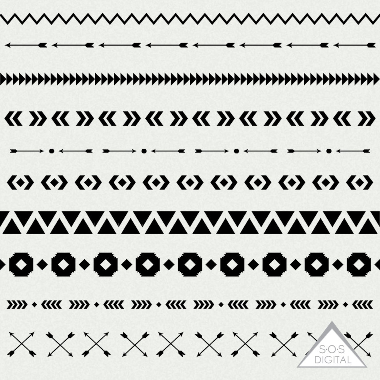 Tribal Borders Geometric Borders 12 Inch Border Black - Etsy
