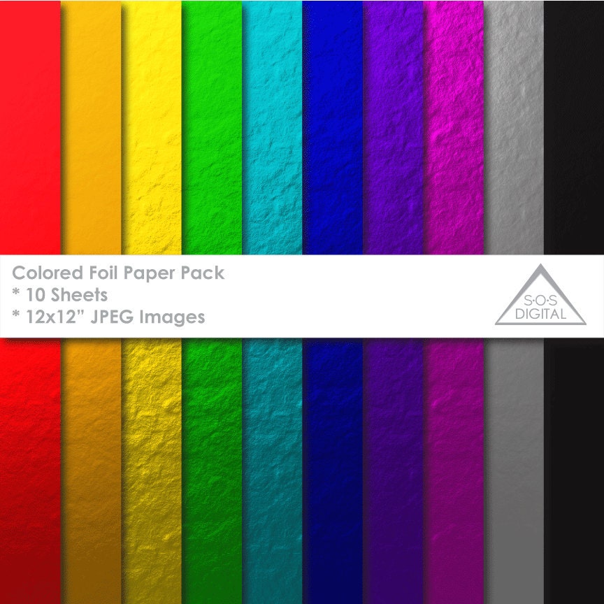 Colored Foil Paper Pack, Foil Texture, Multicolored Foils, Digital ...