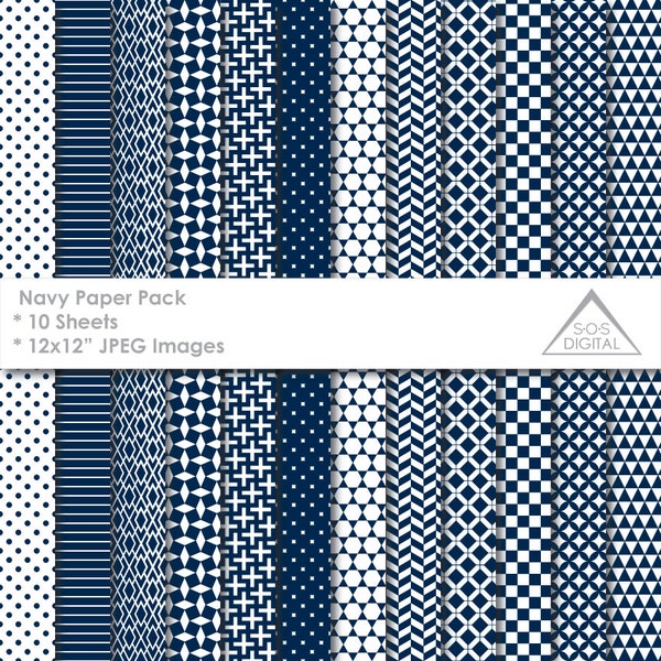 Navy Digital Paper - Etsy