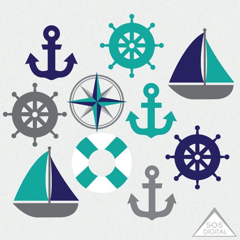 Nautical Clipart, PNG, Sailboat, Anchor, Beach, Boat, Wedding Clipart ...
