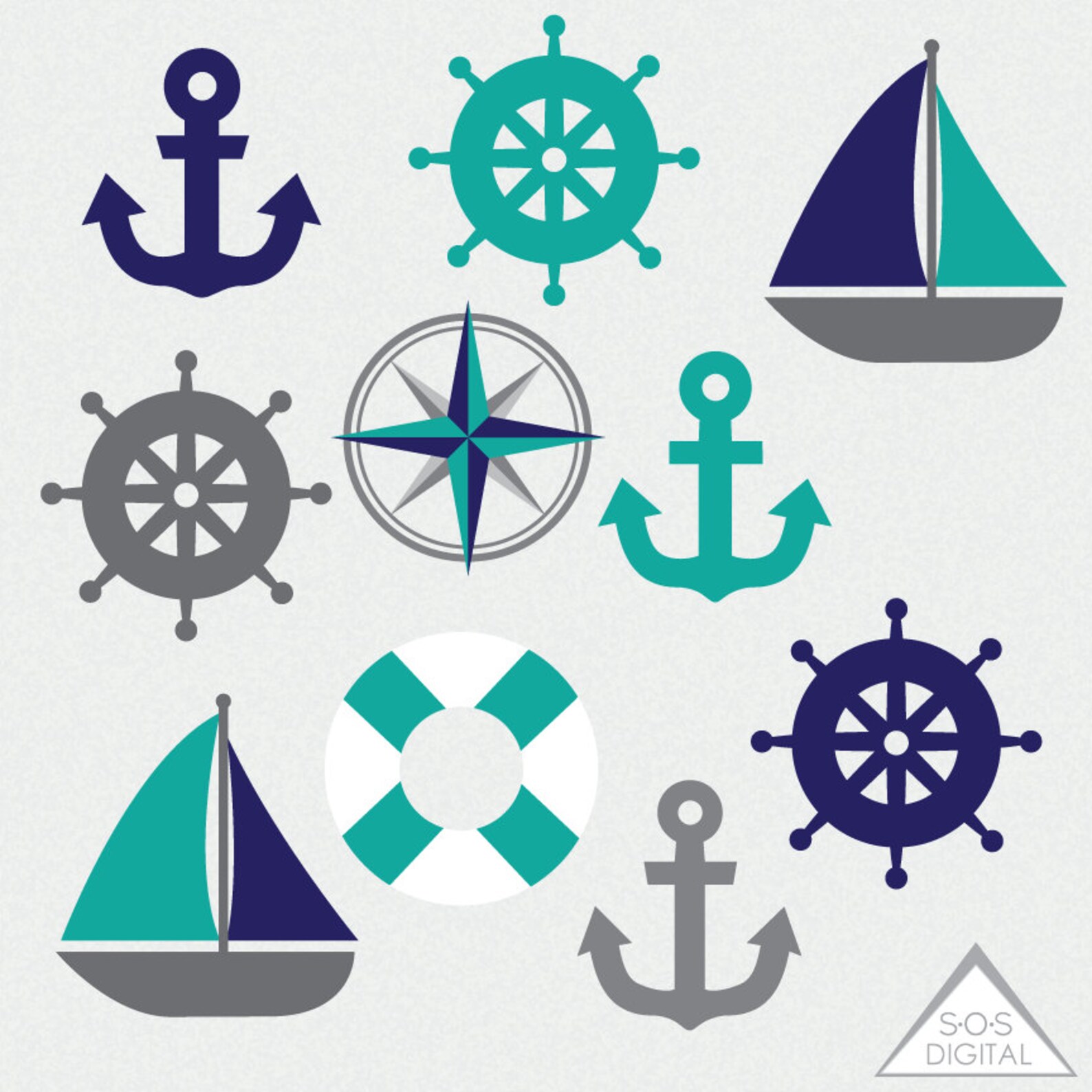 Nautical Clipart, PNG, Sailboat, Anchor, Beach, Boat, Wedding Clipart ...