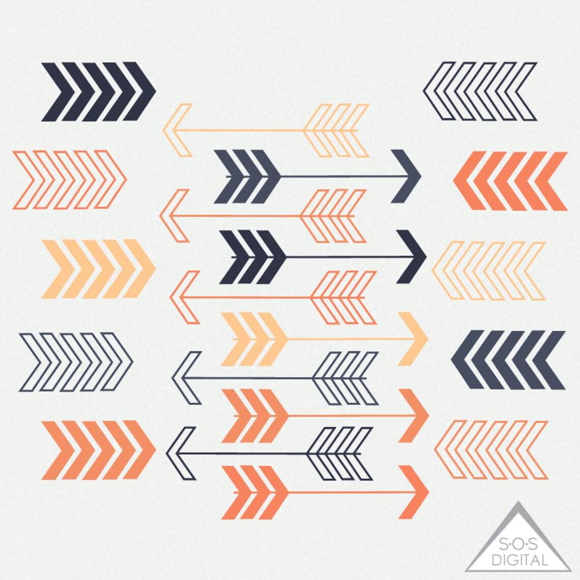 Retro oranje pijl Clipart Clipart pijlen schattige pijlen | Etsy