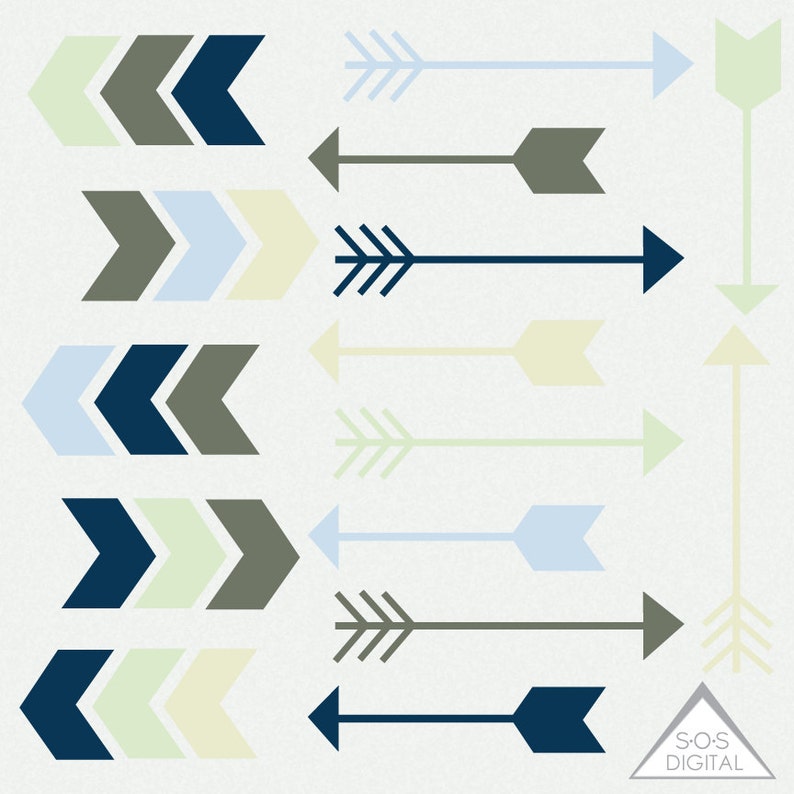 Green Arrow Clipart Blue Arrows Clipart Arrows Digital - Etsy
