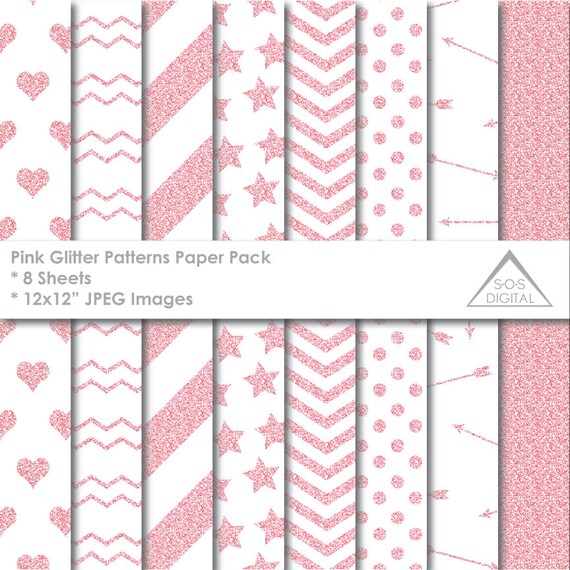Pink Glitter Digital Papers Glittery Pink Papers Glitter | Etsy
