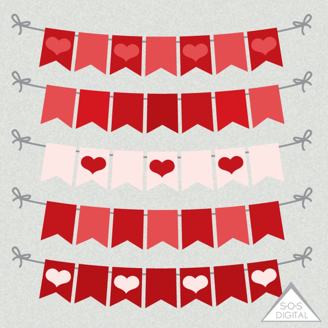 Red Heart Clipart Banner, Valentine Banner, Valentine's Day Banner Clip ...