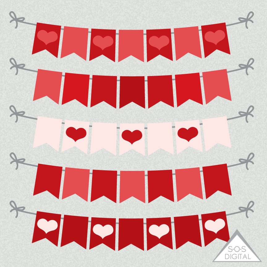 Red Heart Clipart Banner, Valentine Banner, Valentine's Day Banner Clip ...