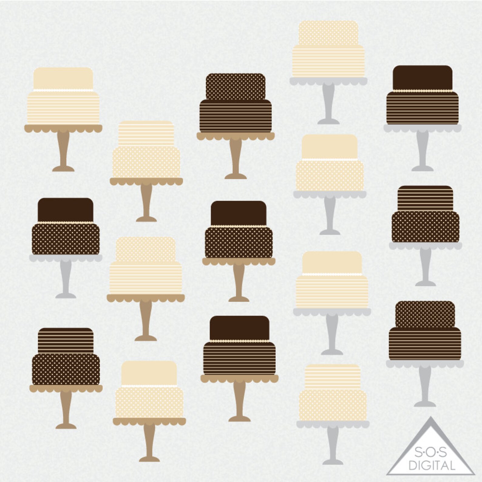 Tiered Wedding Cake Clipart, Cake Stand Clipart, Chocolate Cake, Butter ...