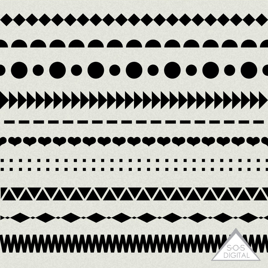Digital Borders, Geometric Borders, 12 Inch Border, Frame, Black ...