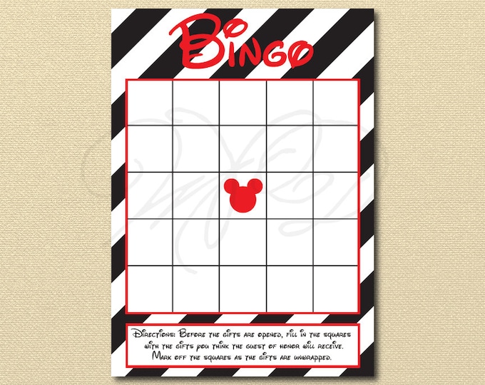 DIY Editable Name Mickey Mouse BINGO 100 Baby Shower Bingo Games Unique ...