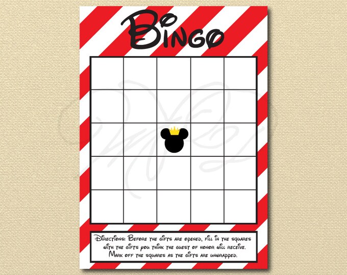 DIY Editable Name Mickey Mouse BINGO 100 Baby Shower Bingo Games Unique ...
