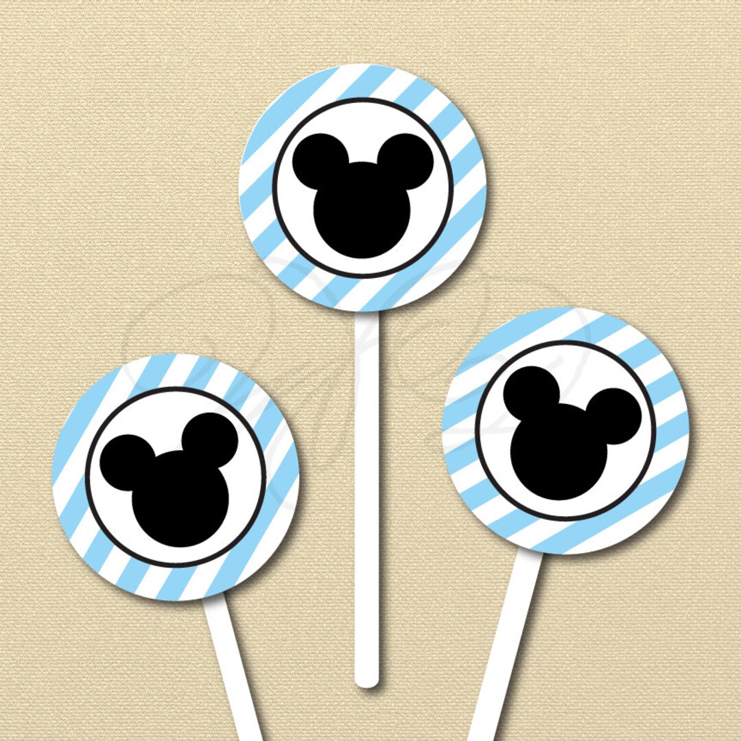 Mickey Mouse Printables Baby Blue Mickey Cupcake Topper - Etsy