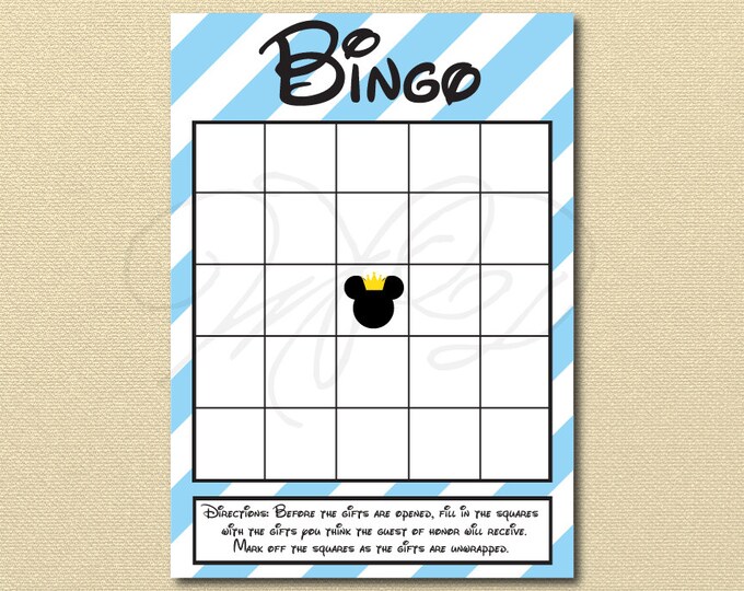 DIY Editable Name Mickey Mouse BINGO 100 Baby Shower Bingo Games Unique ...