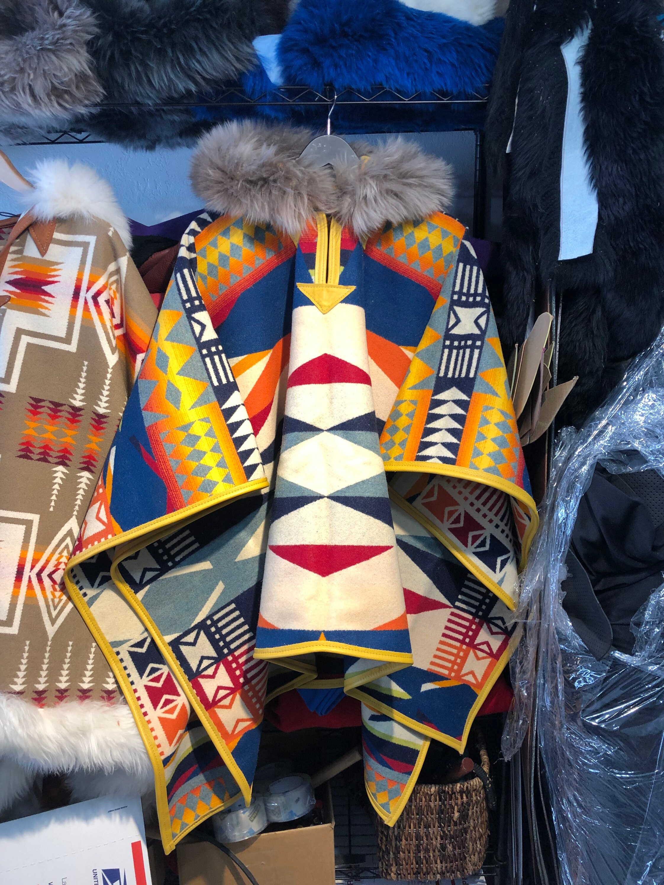 Riding Poncho in Fire Legend Sheepskin Trimmed Hood - Etsy