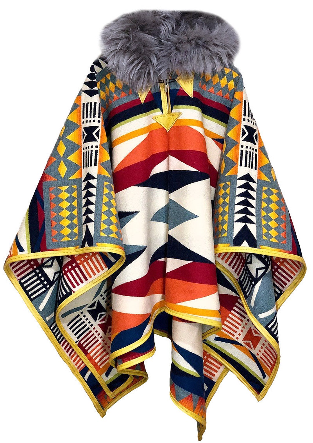 Riding Poncho in Fire Legend Sheepskin Trimmed Hood - Etsy