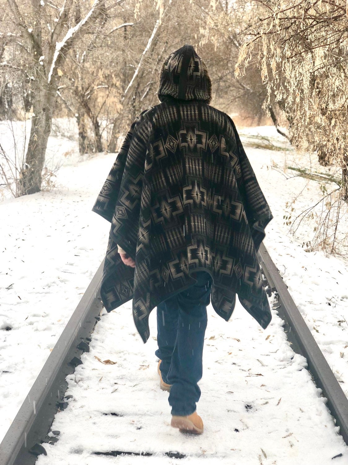 Riding Poncho in Harding in Black & Tan - Etsy