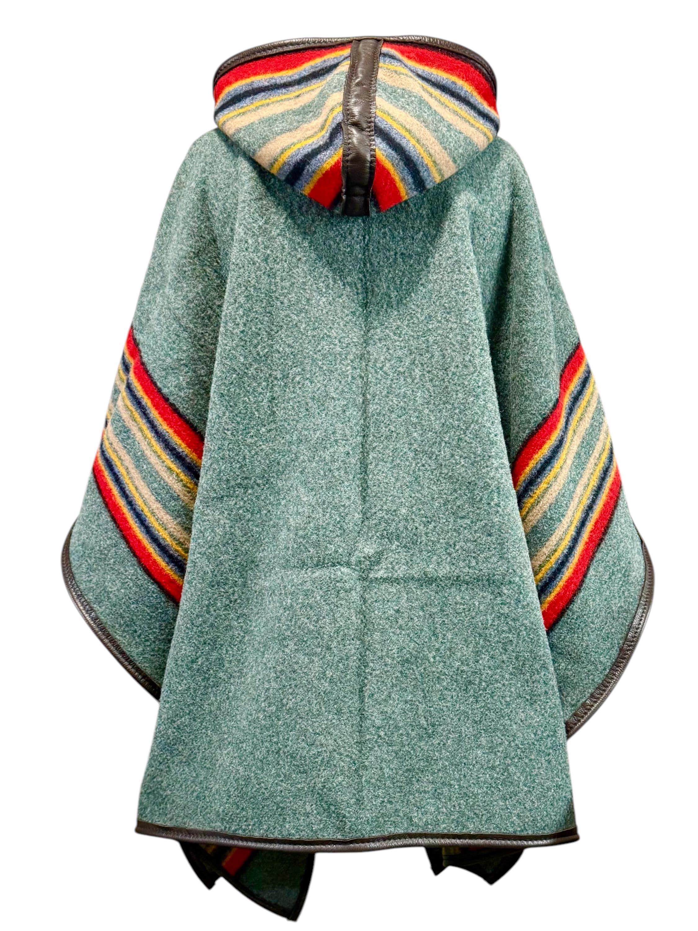 Yakima Camp Poncho in Yakima Heather Green, Leather Trim - Etsy