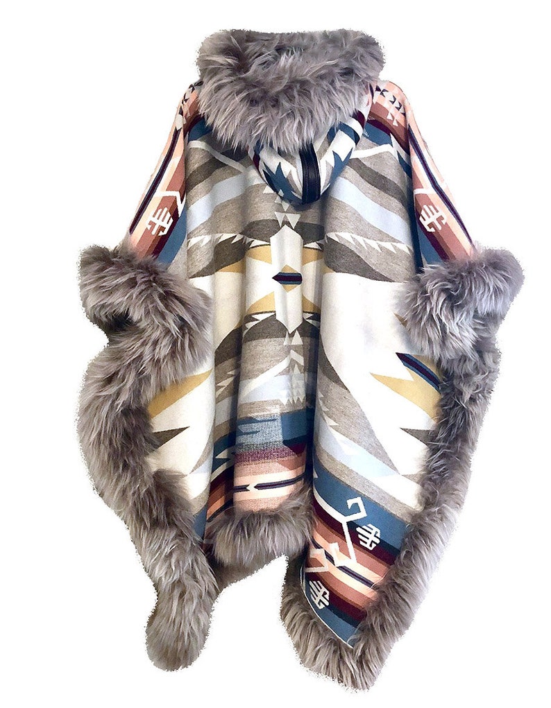 Riding Poncho in White Sands Sheepskin Trim - Etsy