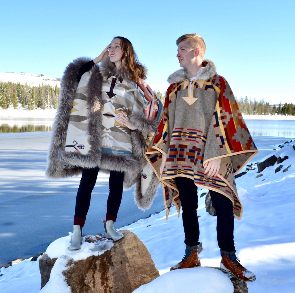 Riding Poncho in White Sands Sheepskin Trim - Etsy