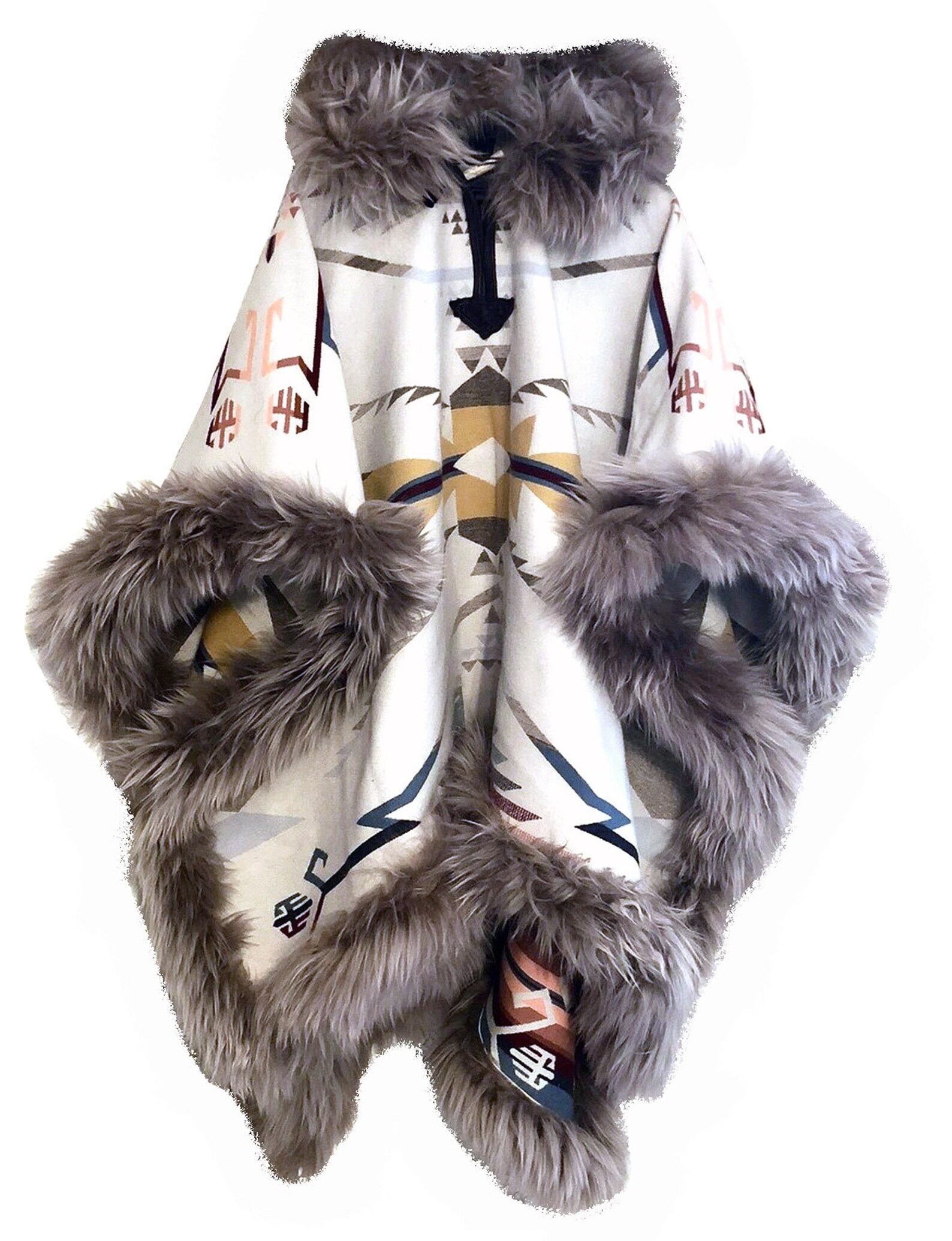 Riding Poncho in White Sands Sheepskin Trim - Etsy