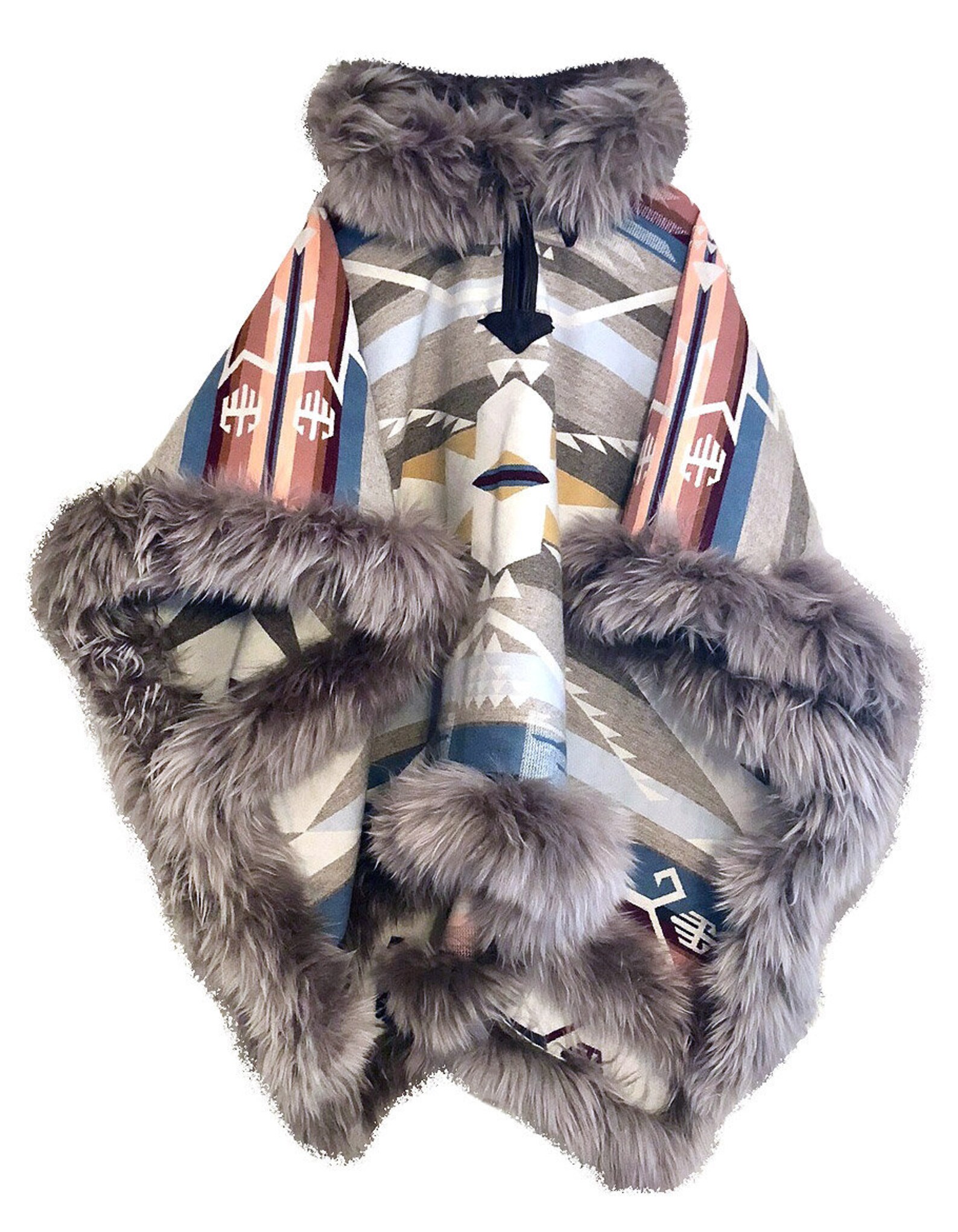 Riding Poncho in White Sands Sheepskin Trim - Etsy