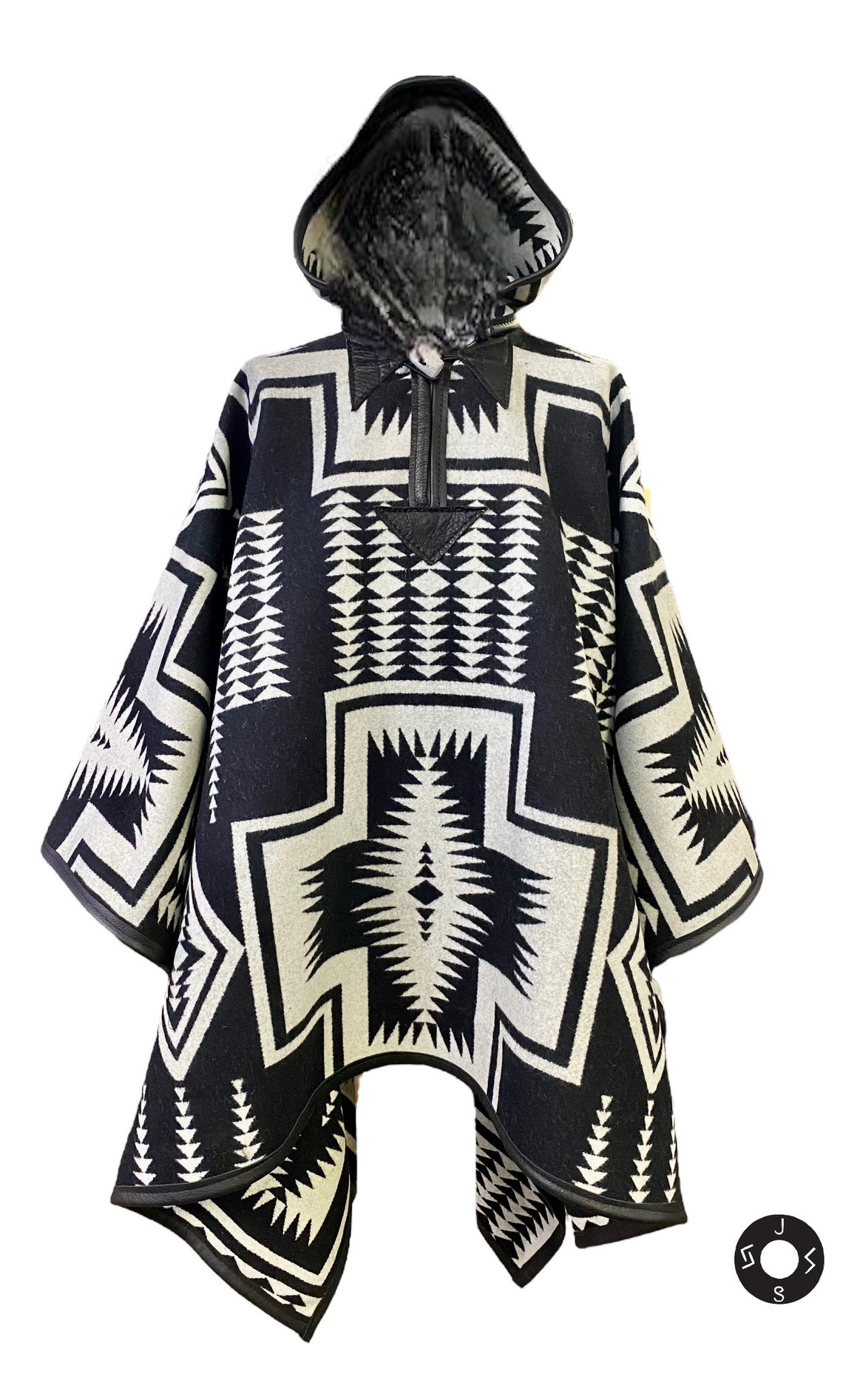 Riding Poncho in Harding Black & White - Etsy