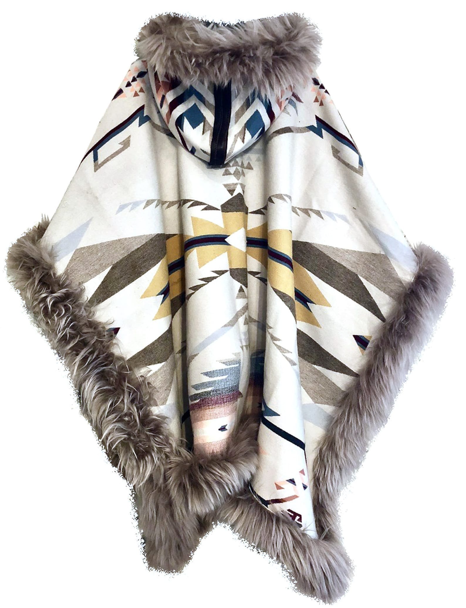 Riding Poncho in White Sands Sheepskin Trim - Etsy