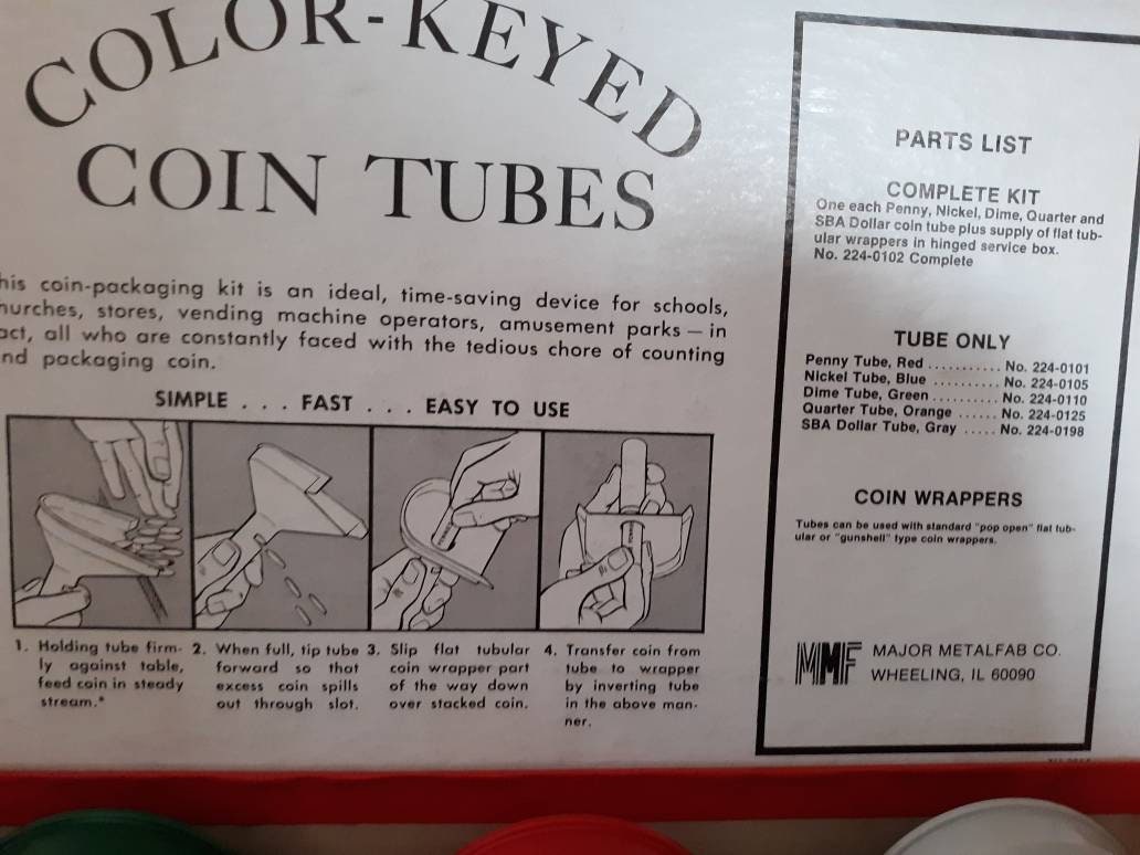Vintage Color-keyed Coin Tubes MMF Coin Tubes Major Metalfab | Etsy