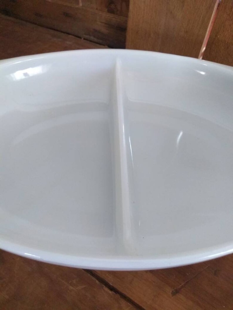 Vintage White Oval Milk Glass Pyrex Divided Casserole Dish - Etsy