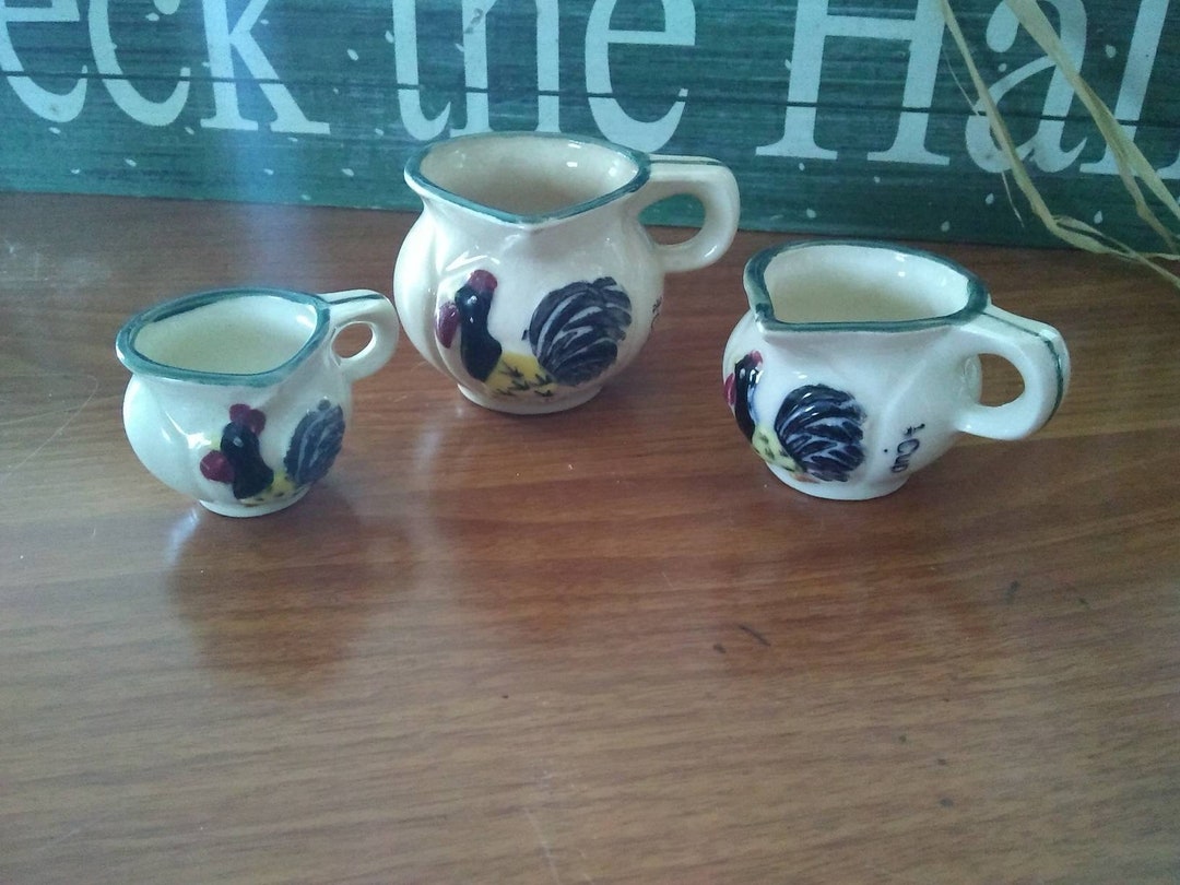 Vintage Farmhouse Measuring Cups Ceramic Nesting Rooster Measuring Cup ...