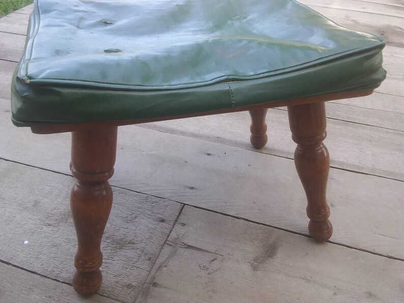 Vintage Green Vinyl Foot Stool Vintage Ottoman Leg Rest Vintage George ...