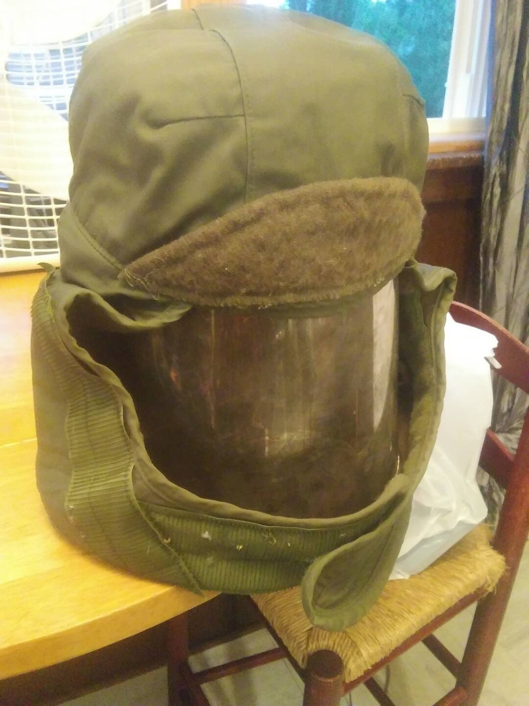 Vintage Army Green Cap Cold Weather Insulating Helmet Liner Military ...