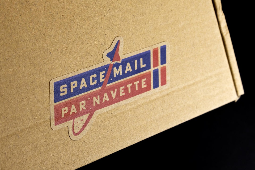 Space Mail Shuttle Shipping Kraft Paper Sticker Mission Patch - 3.5'x2 ...