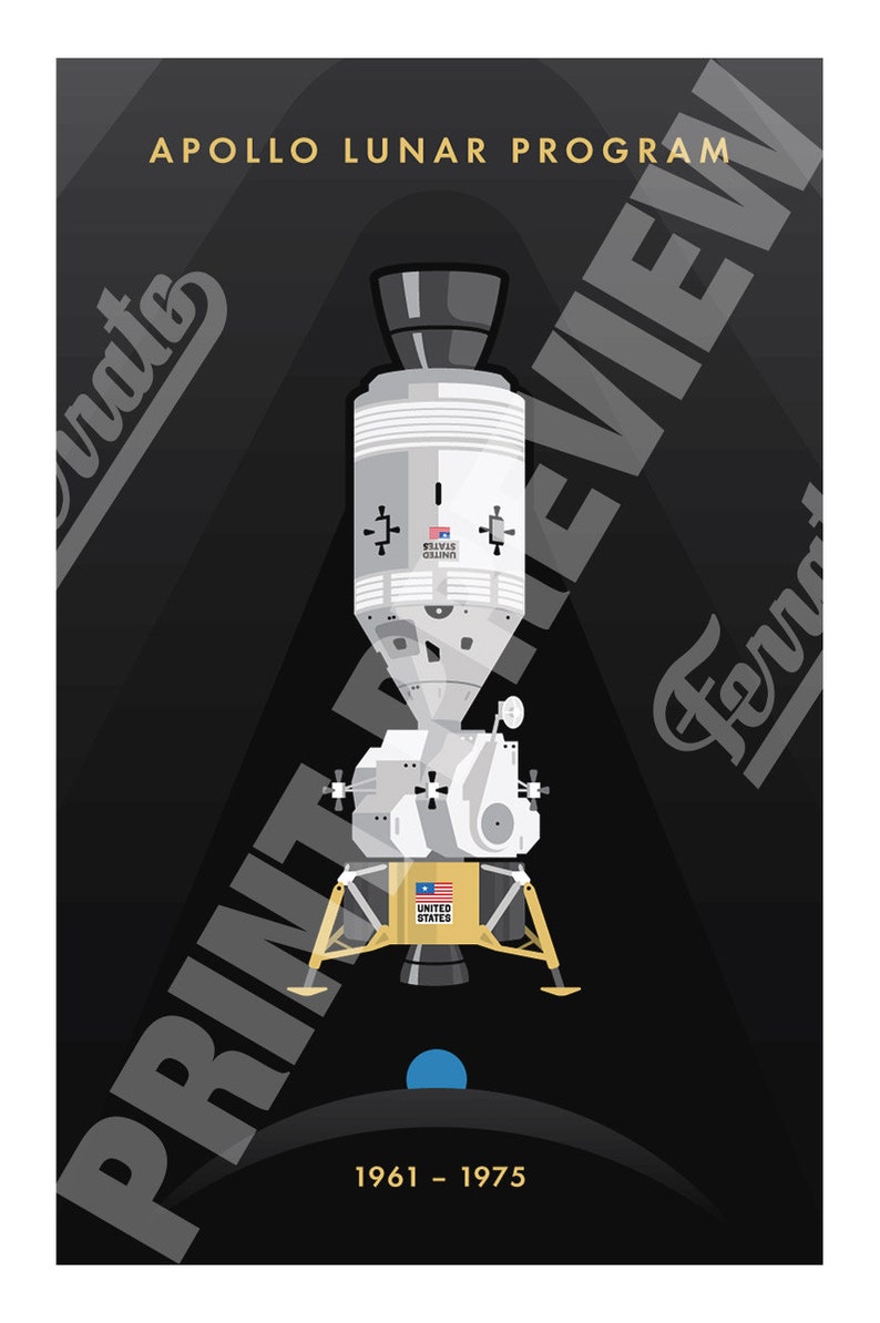 NASA Lunar Lander Apollo Poster 12x18 inch Outer Space | Etsy