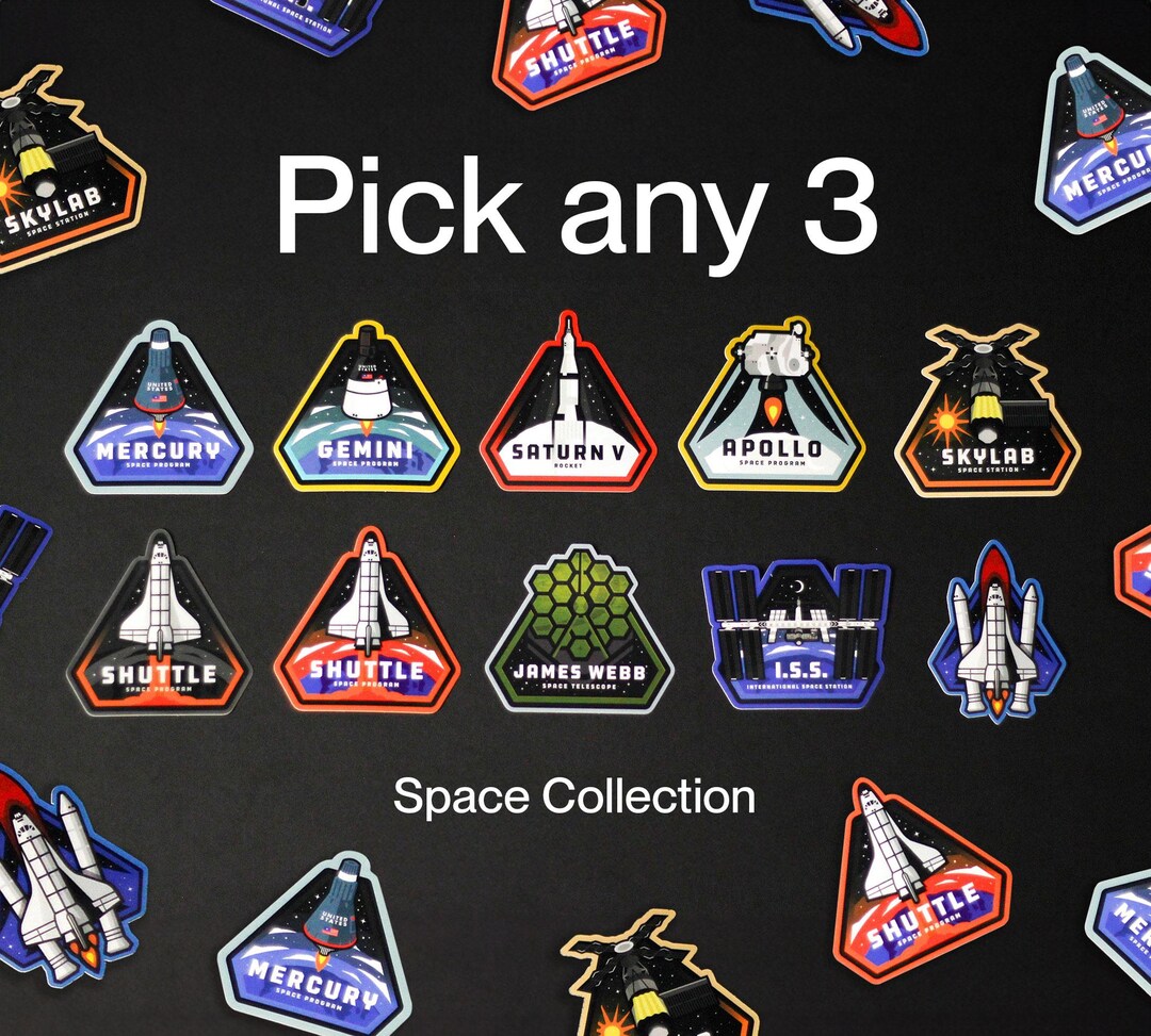 Pick Any 3 NASA Space Stickers Collection - Vinyl Stickers Variety Gift ...