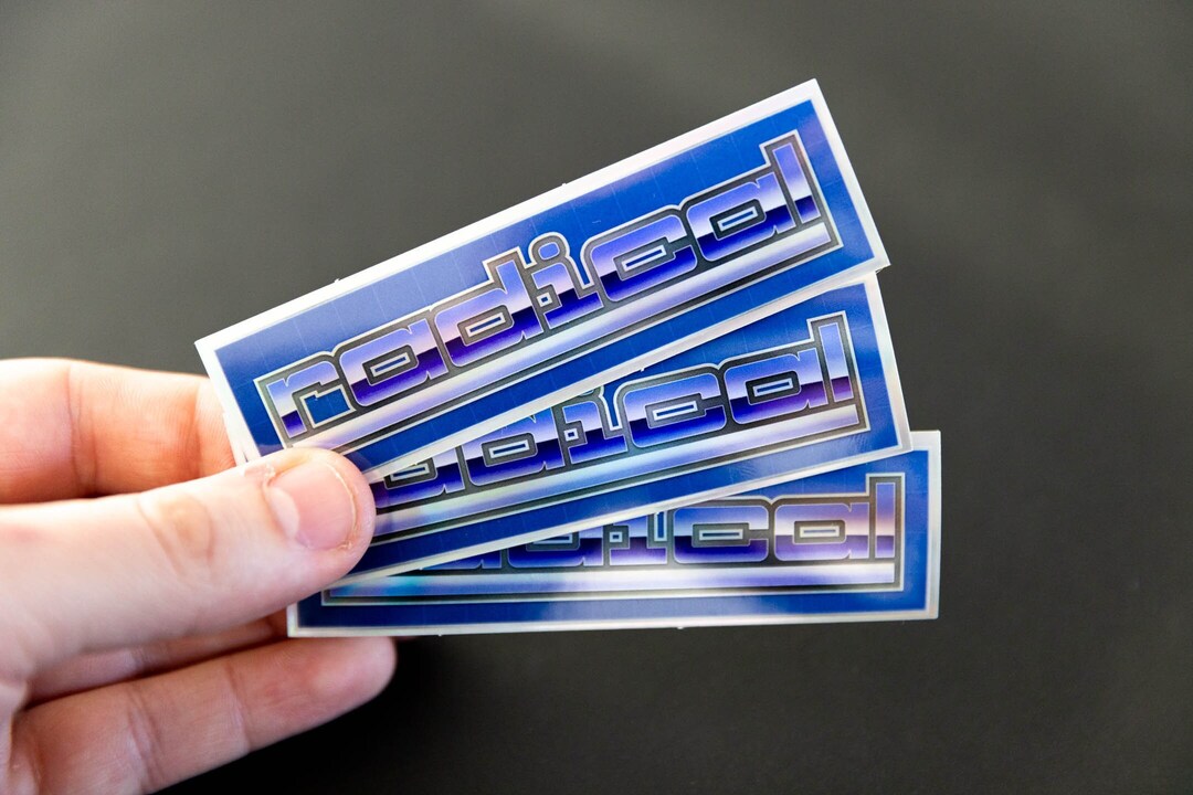 RADICAL 1980's Outrun Sticker - Holographic Shine Vinyl - 4 X 1.25 Inch ...
