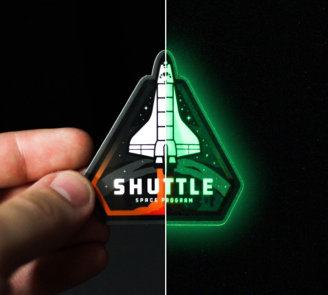 Glow-in-the-dark Space Shuttle Sticker. -2.5'x2.5' Vinyl Glowing Laptop ...
