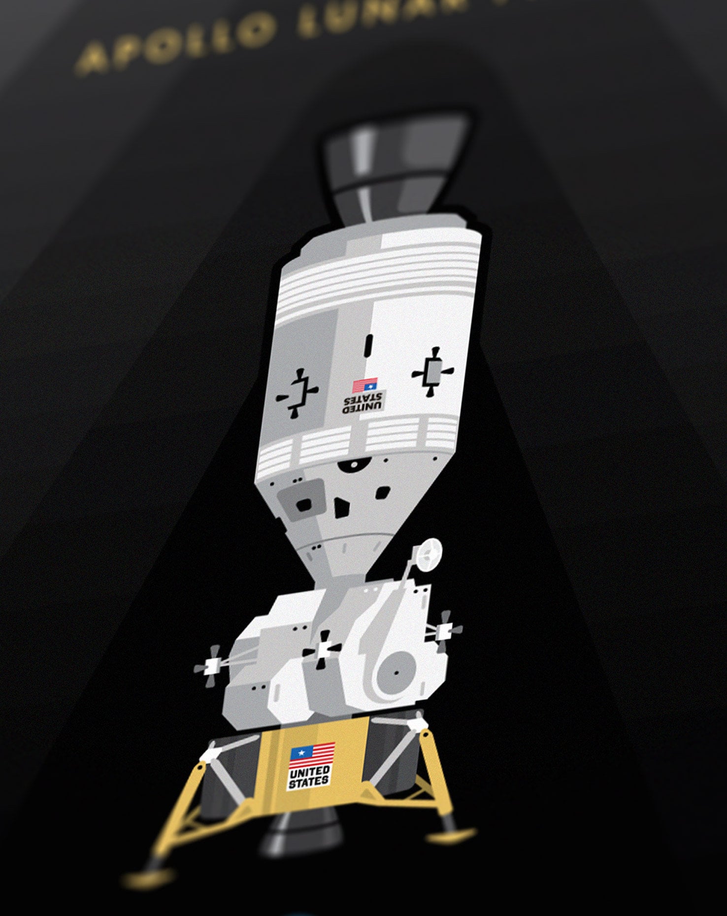 NASA Lunar Lander Apollo Poster - 12x18 Inch - Outer Space Print ...