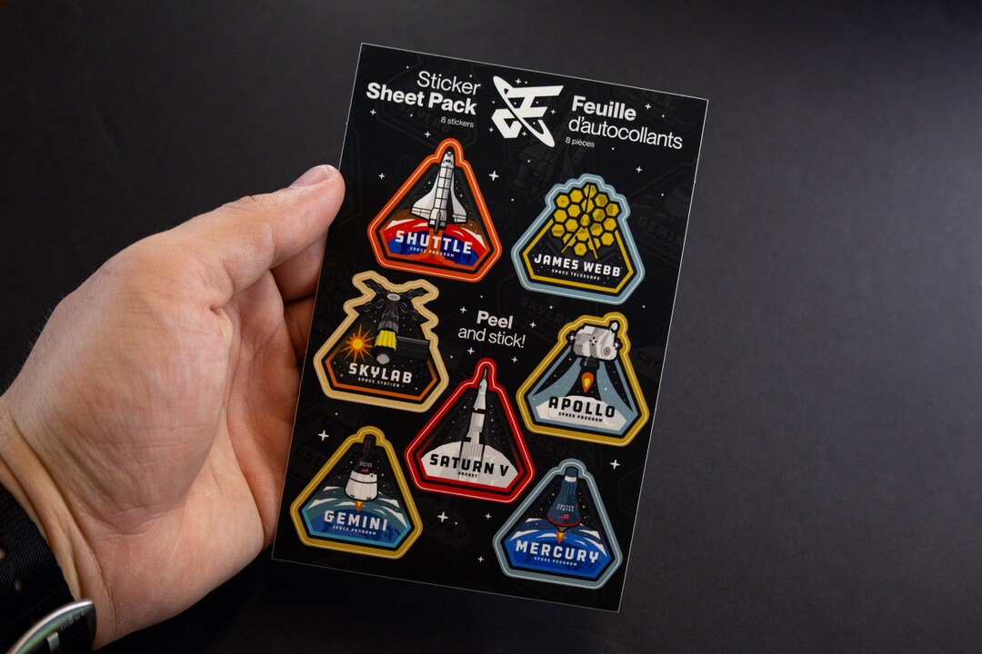 NASA Mission Sticker Sheet - Matte Vinyl - 7 Laptop Decals Variety Pack ...