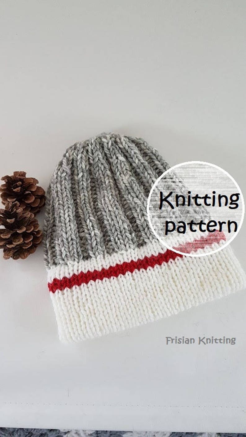 Sock monkey hat // Knitting pattern hat // PDF pattern // | Etsy
