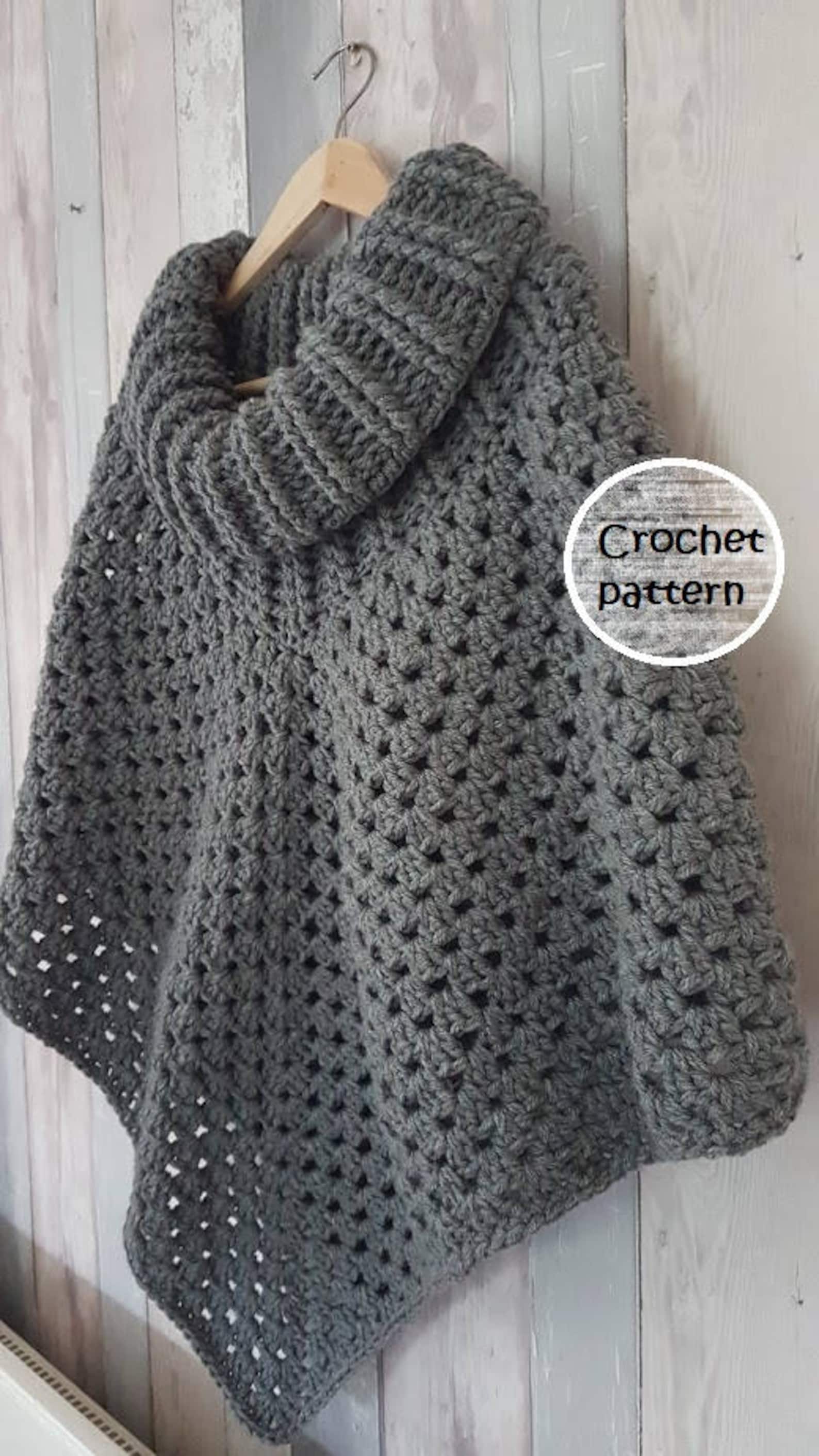 Pattern Poncho // Chunky Poncho // Shawl Scarf Pattern // Diy Crochet ...