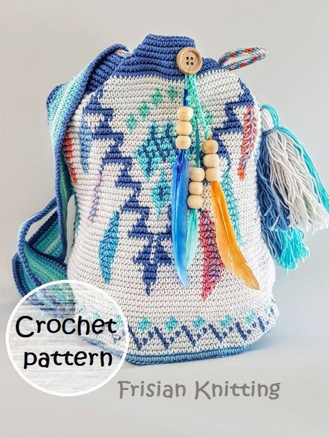 Pattern Mochila Bag // Tapestry Crochet // Feather Bag Pattern // Wayuu ...