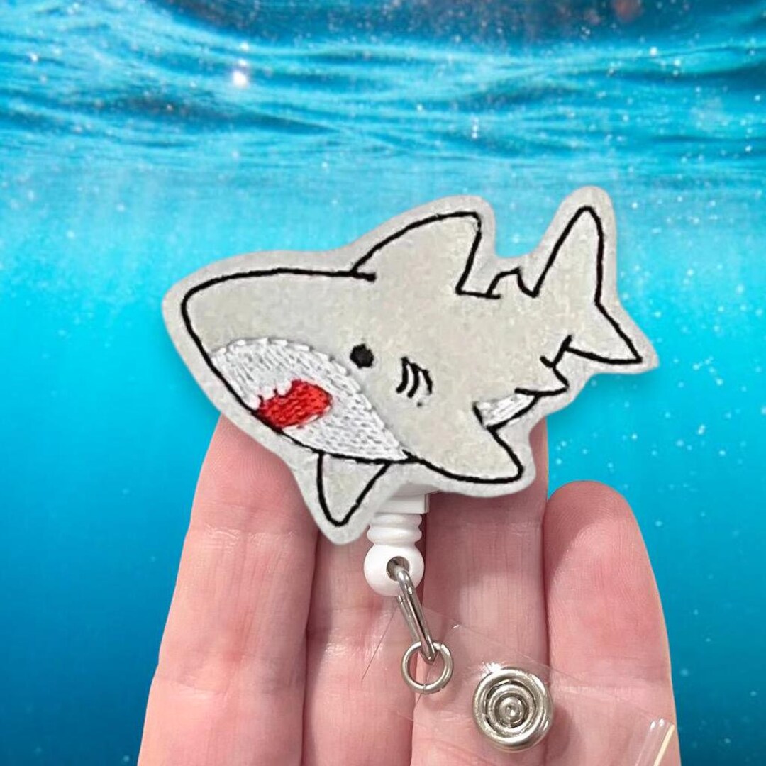 Shark Badge Reel, Great White Shark Badge Reel, ID Holder, Badge Clip ...
